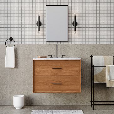 Mid-Century Floating Single Bathroom Vanity (24"–49") | West Elm