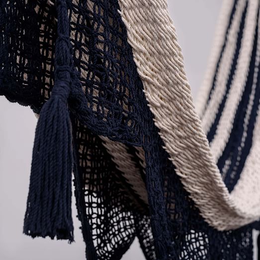 Double Weave Fringed Hammock - Colonial Navy Blue | West Elm