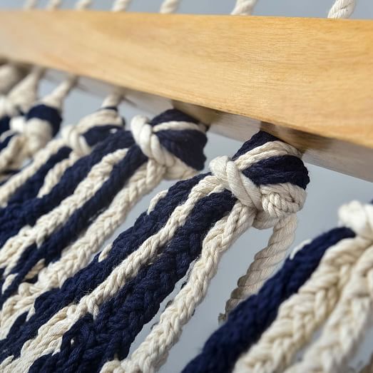 Double Weave Fringed Hammock - Colonial Navy Blue | West Elm