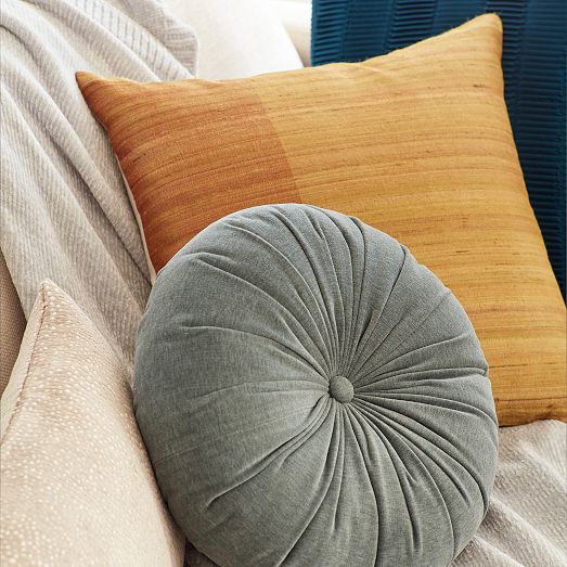 Classic Velvet Tufted Round Pillow | West Elm