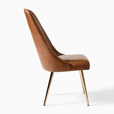 Mid-Century High-Back Leather Dining Chair - Metal Legs | West Elm