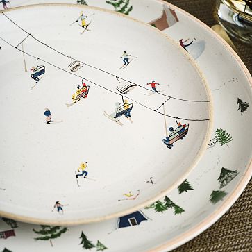 Holiday Skier Dinner Plate Sets | West Elm