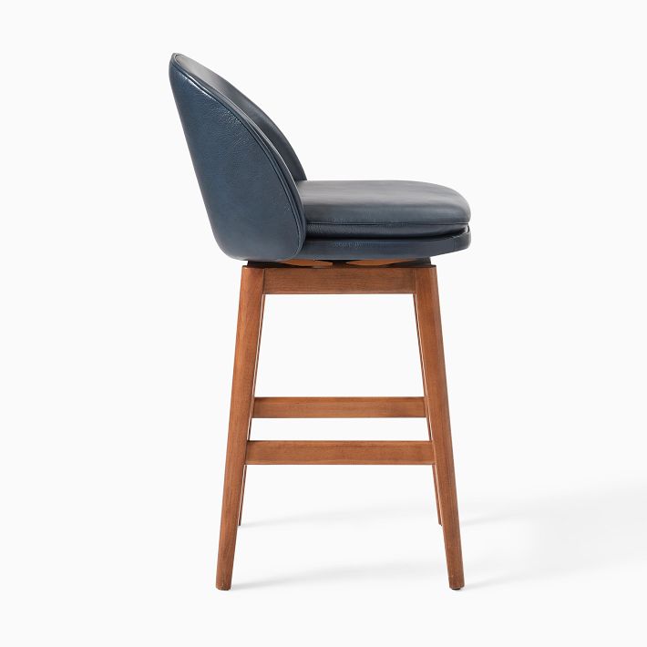 Wayne Leather Armless Swivel Bar & Counter Stools | West Elm