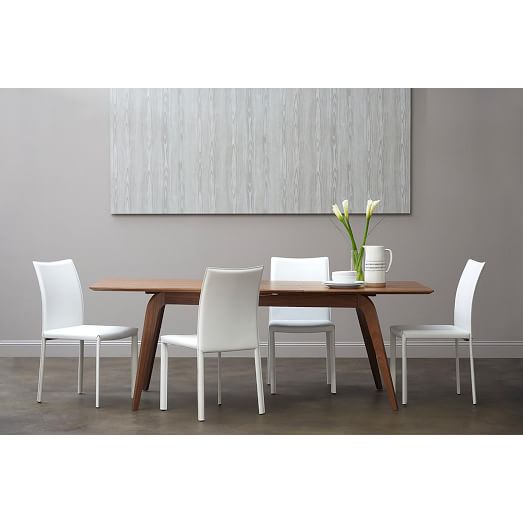 Curved Splayed Leg Expandable Dining Table (63" – 83") | West Elm