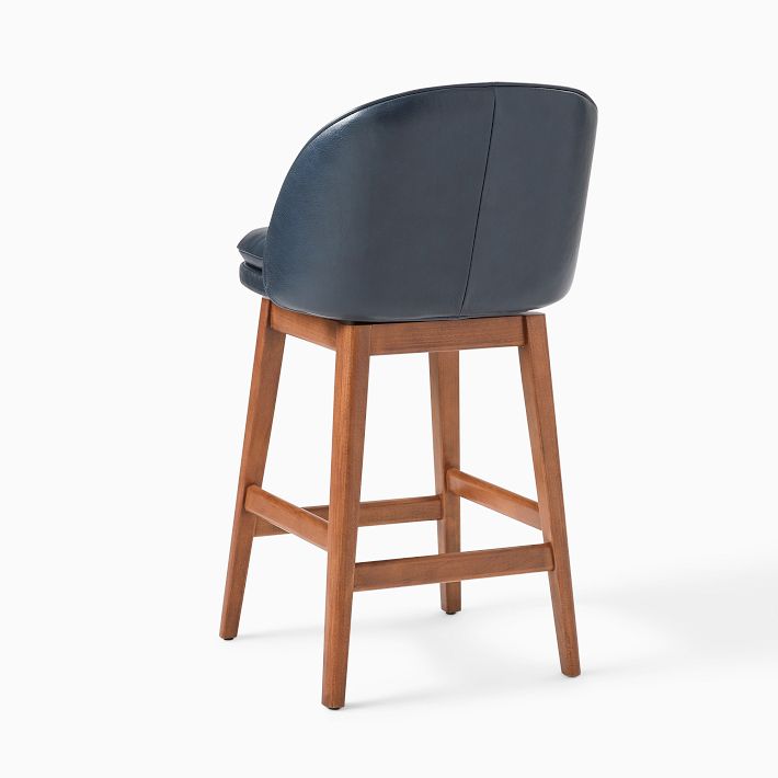 Wayne Leather Armless Swivel Bar & Counter Stools | West Elm