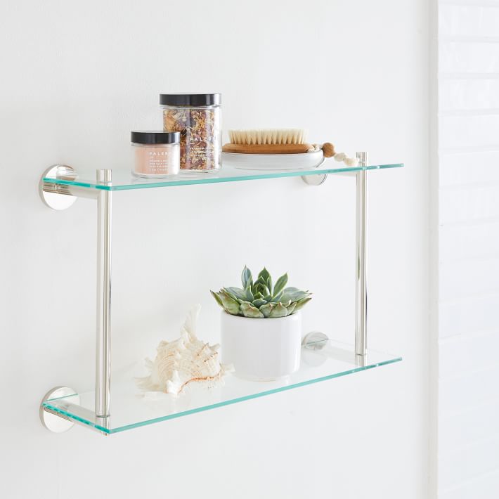 Modern Overhang Double Glass Bathroom Shelf | West Elm