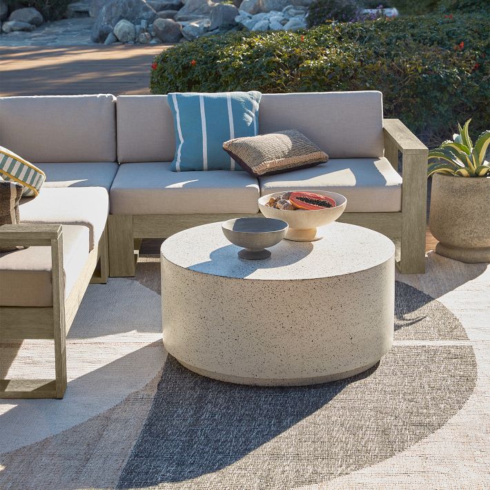 Terrazzo Drum Outdoor Round Coffee Table (36") | West Elm