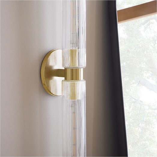 Fluted Double Long Indoor/Outdoor Sconce (3") | West Elm