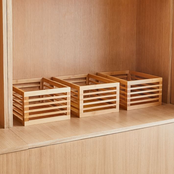 mDesign Bamboo Slotted Bins (Set of 3) | West Elm