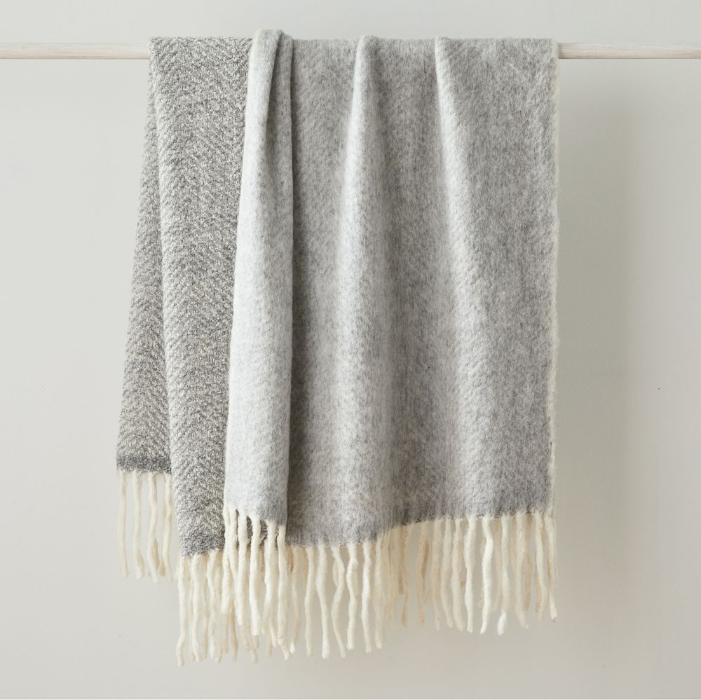 Brushed Herringbone Throw - Midnight | West Elm