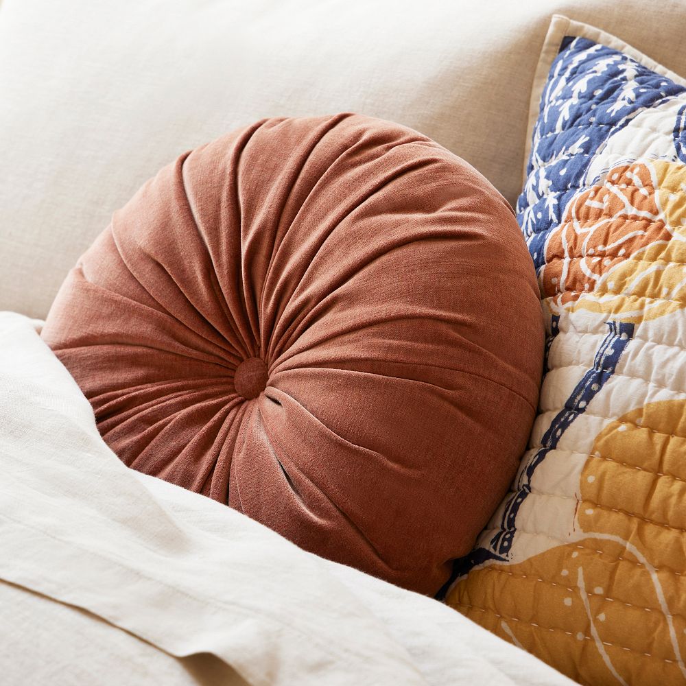 Classic Velvet Tufted Round Pillow | West Elm
