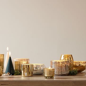 Mercury Glass Fluted Candles - Balsam Cedar | West Elm