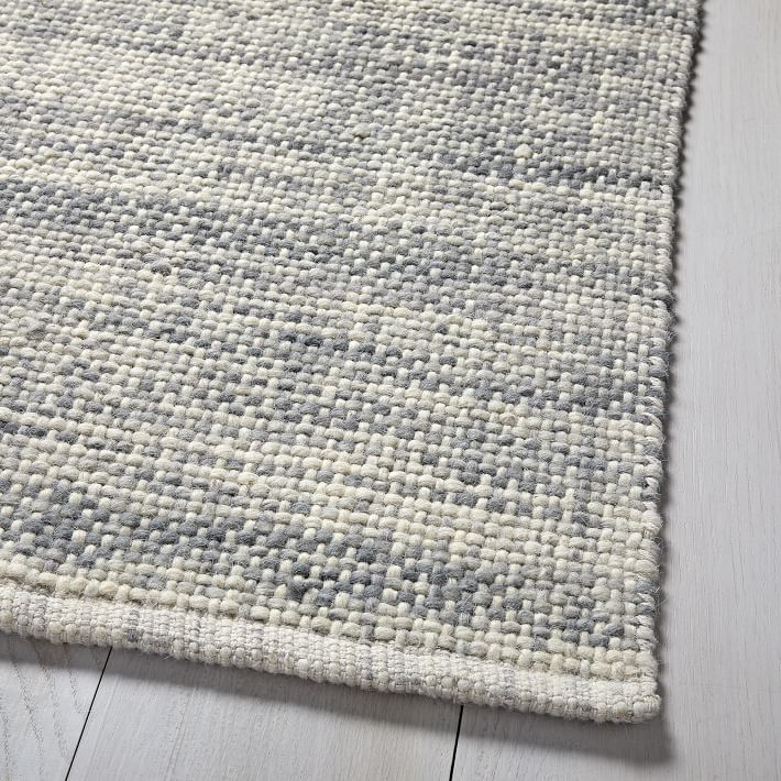 Mid-Century Heathered Basketweave Wool Rug | West Elm