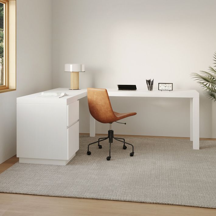 Parsons L-Shaped File Cabinet Desk & Slope Office Chair Set | West Elm