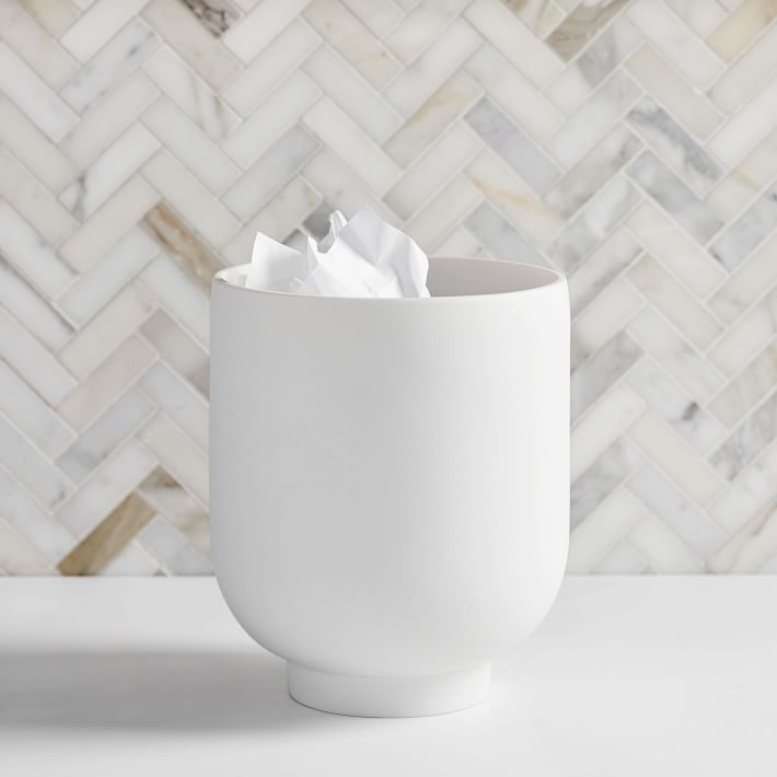 Modern Resin Stone Waste Bin, Bathroom Organization | West Elm