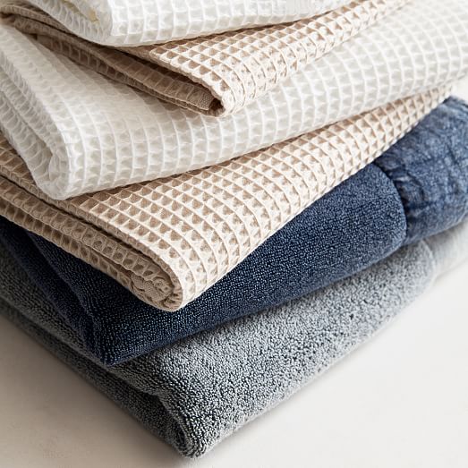 Stone Washed Linen Border Towels | West Elm