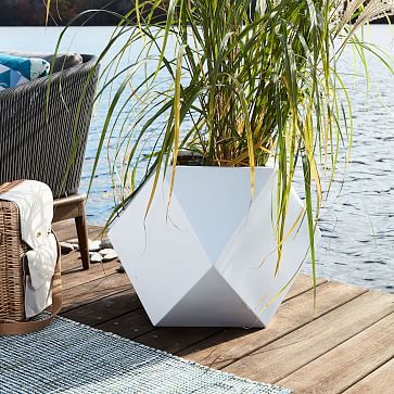 Faceted Modern Fiberstone Indoor/Outdoor Planters | West Elm