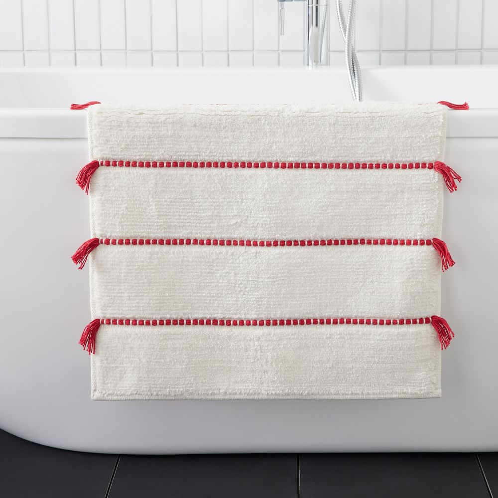 Organic Tassel Stripe Bath Mat | West Elm
