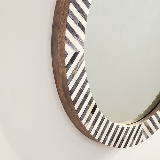Parsons Gray Bone Inlay Round Mirror - 30" | West Elm