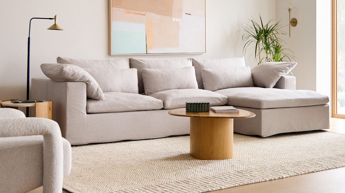 Harmony Modular Skirted Slipcover 2-Piece Chaise Sectional (122 ...