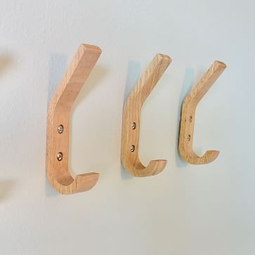 Modern Home by Bellver Wooden L-Shaped Double Wall Hooks - Set of 4 ...
