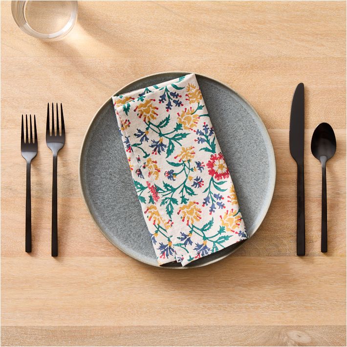 Soil to Studio Asya Block-Printed Linen Napkins (Set of 2) | West Elm