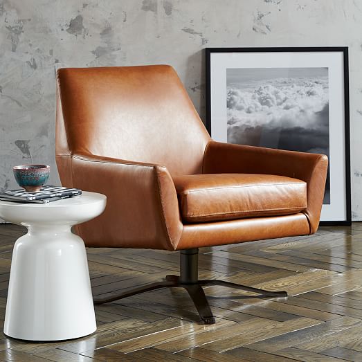 Lucas Leather Swivel Chair | West Elm