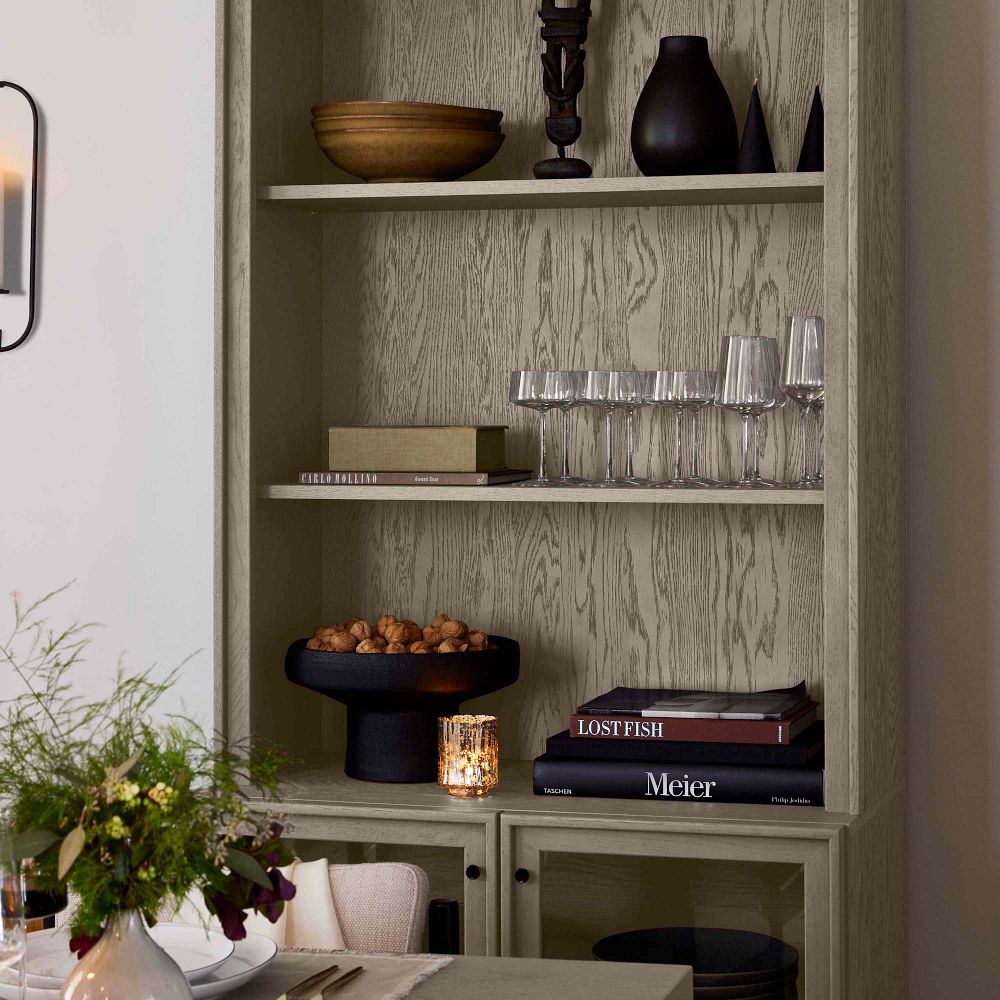 Holmes Modular 2-Door Glass Console w/ Open Hutch (36") | West Elm