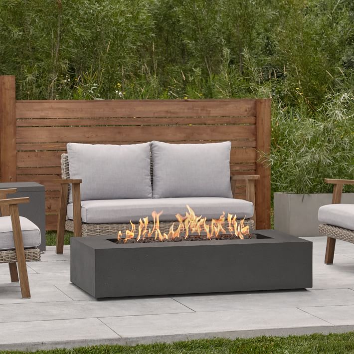 Concrete Low Rectangle Fire Pit Table | West Elm