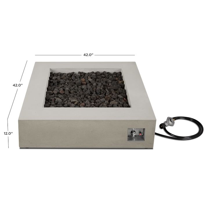 Concrete 42.5" Low Square Fire Table | West Elm