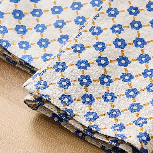 Soil to Studio Pia Block-Printed Linen Napkins (Set of 2) | West Elm