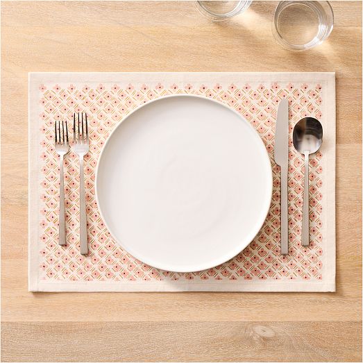 Soil to Studio Anita Block-Printed Cotton Placemats (Set of 2) | West Elm