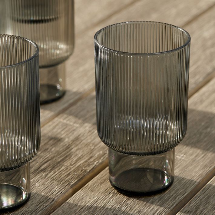 Fluted Acrylic Tall Drinking Glass Sets | West Elm
