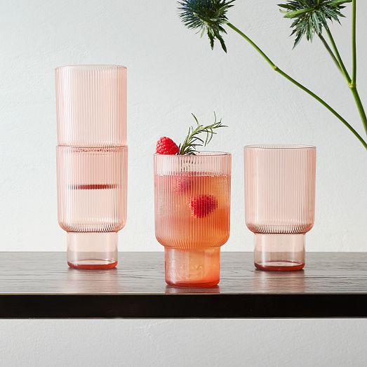 Fluted Acrylic Tall Drinking Glass Sets | West Elm