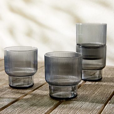 Fluted Acrylic Short Drinking Glass Sets | West Elm
