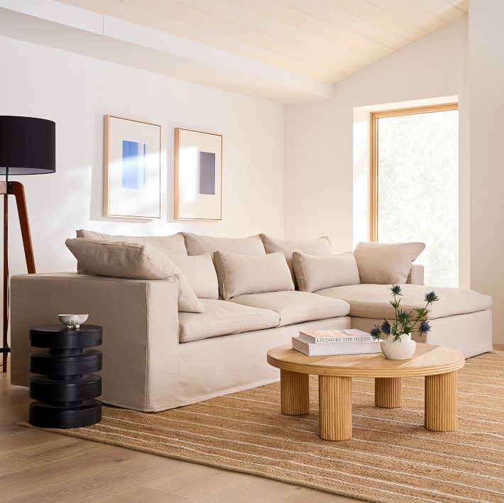 Harmony Modular Skirted Slipcover 2-Piece Chaise Sectional (122 ...