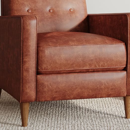 Rhys Mid-Century Leather Recliner | West Elm