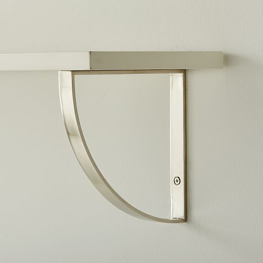 Linear White Lacquer Wall Shelves with Arch Brackets | West Elm