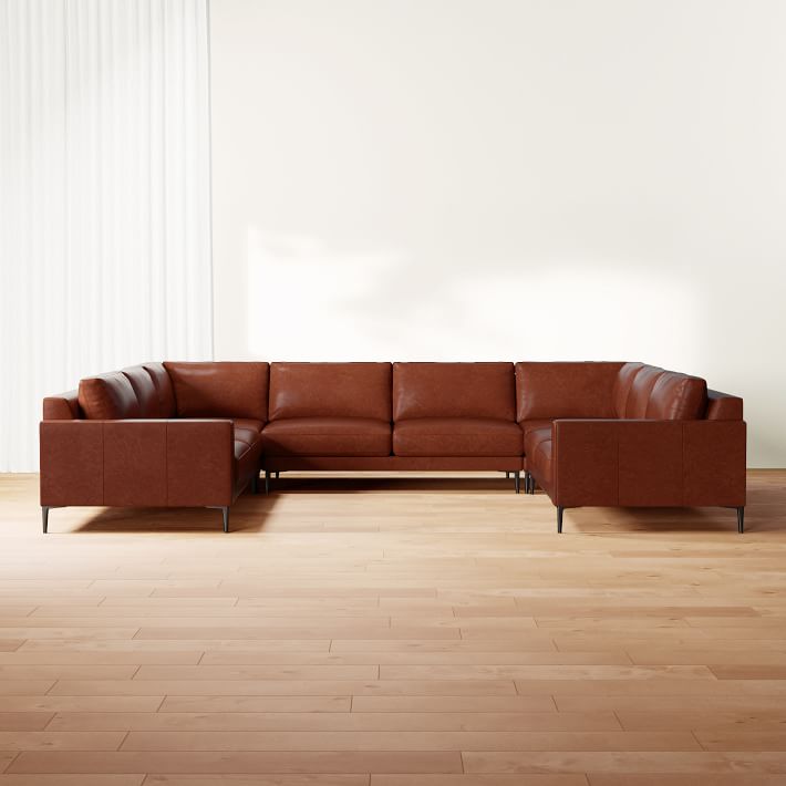Harper Leather 5-Piece U-Shaped Sectional (106"–117") | West Elm