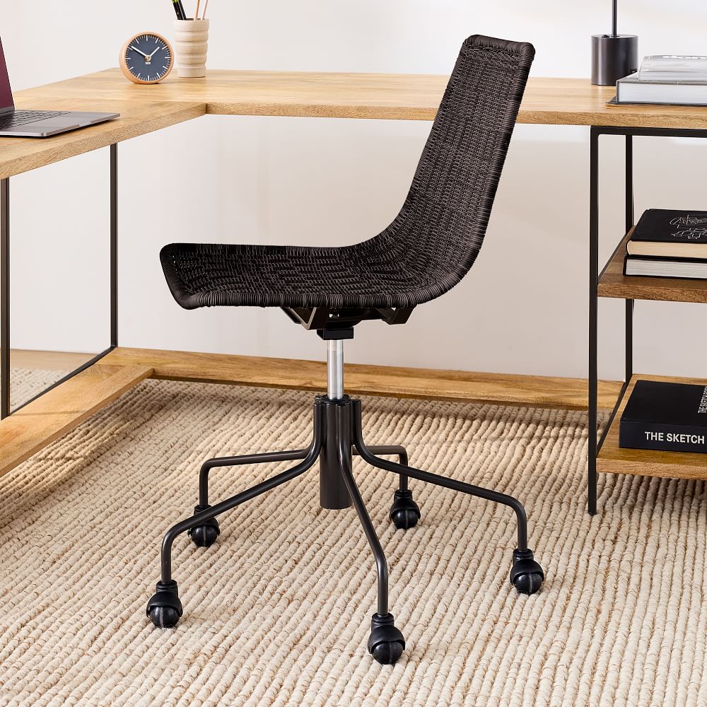 Slope Wicker Swivel Office Chair | West Elm