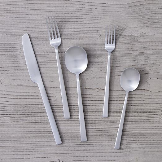 Kanto Stainless Steel Flatware Sets - Satin | West Elm