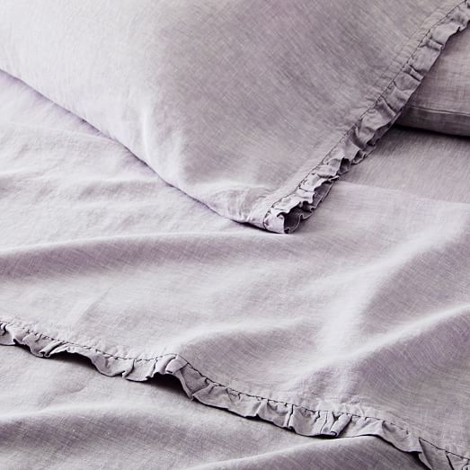European Flax Linen Ruffle Sheet Set & Pillowcases | West Elm