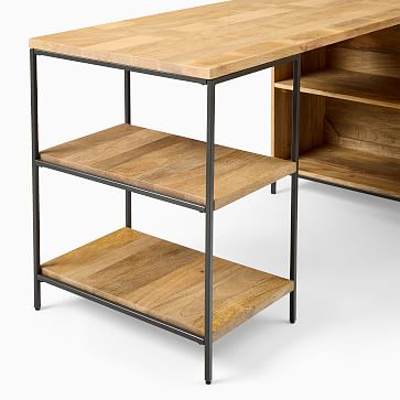 Industrial Storage Modular Desk w/ Open Shelves & Bookcase | West Elm