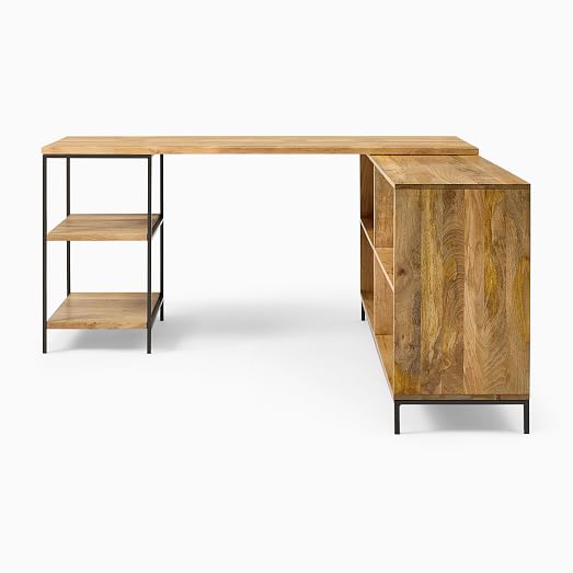 Industrial Storage Modular Desk w/ Open Shelves & Bookcase | West Elm