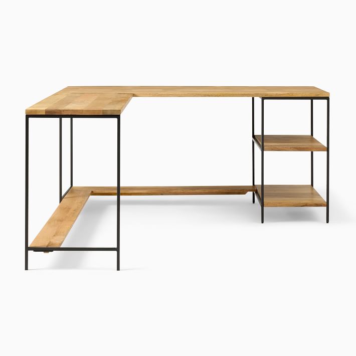 Industrial Storage Modular L-Shaped Desk w/ Open Shelves | West Elm