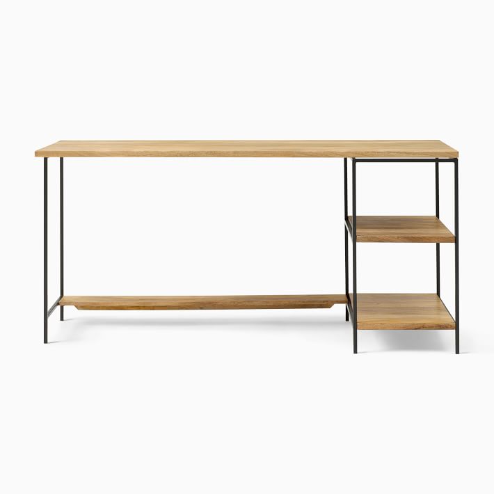 Industrial Storage 2-Piece Modular Desk w/ Open Shelves | West Elm
