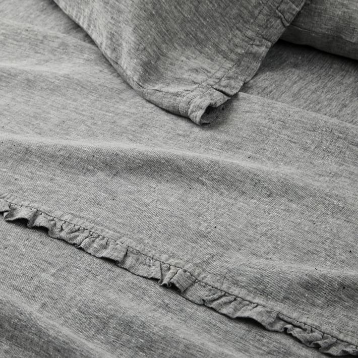 European Flax Linen Ruffle Sheet Set & Pillowcases | West Elm