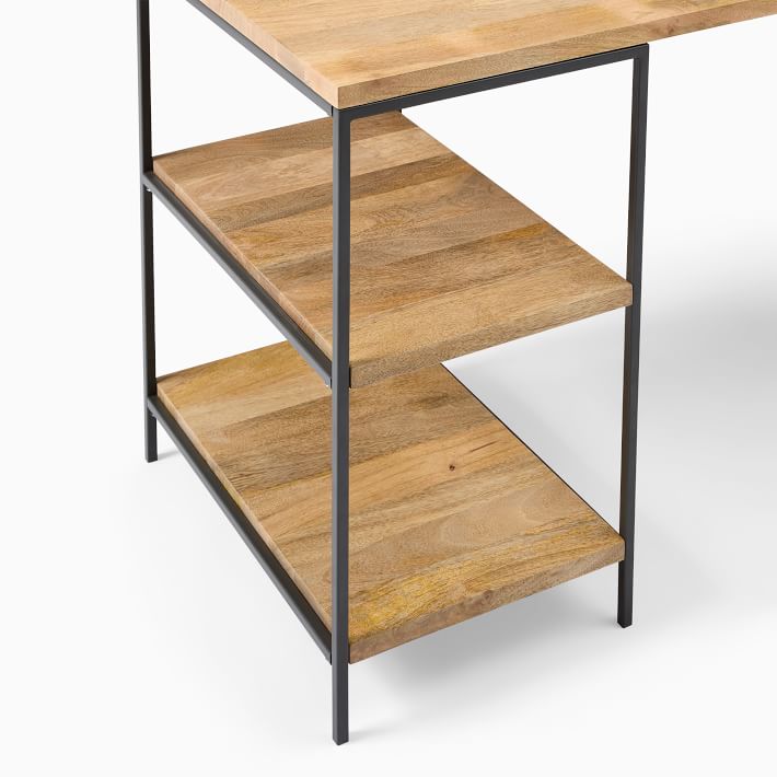 Industrial Storage 3-Piece Modular Desk w/ Open Shelves | West Elm