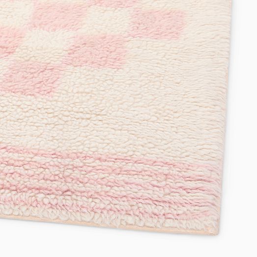 Soft Checkered Shag Washable Rug | West Elm