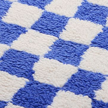 Soft Checkered Shag Washable Rug | West Elm
